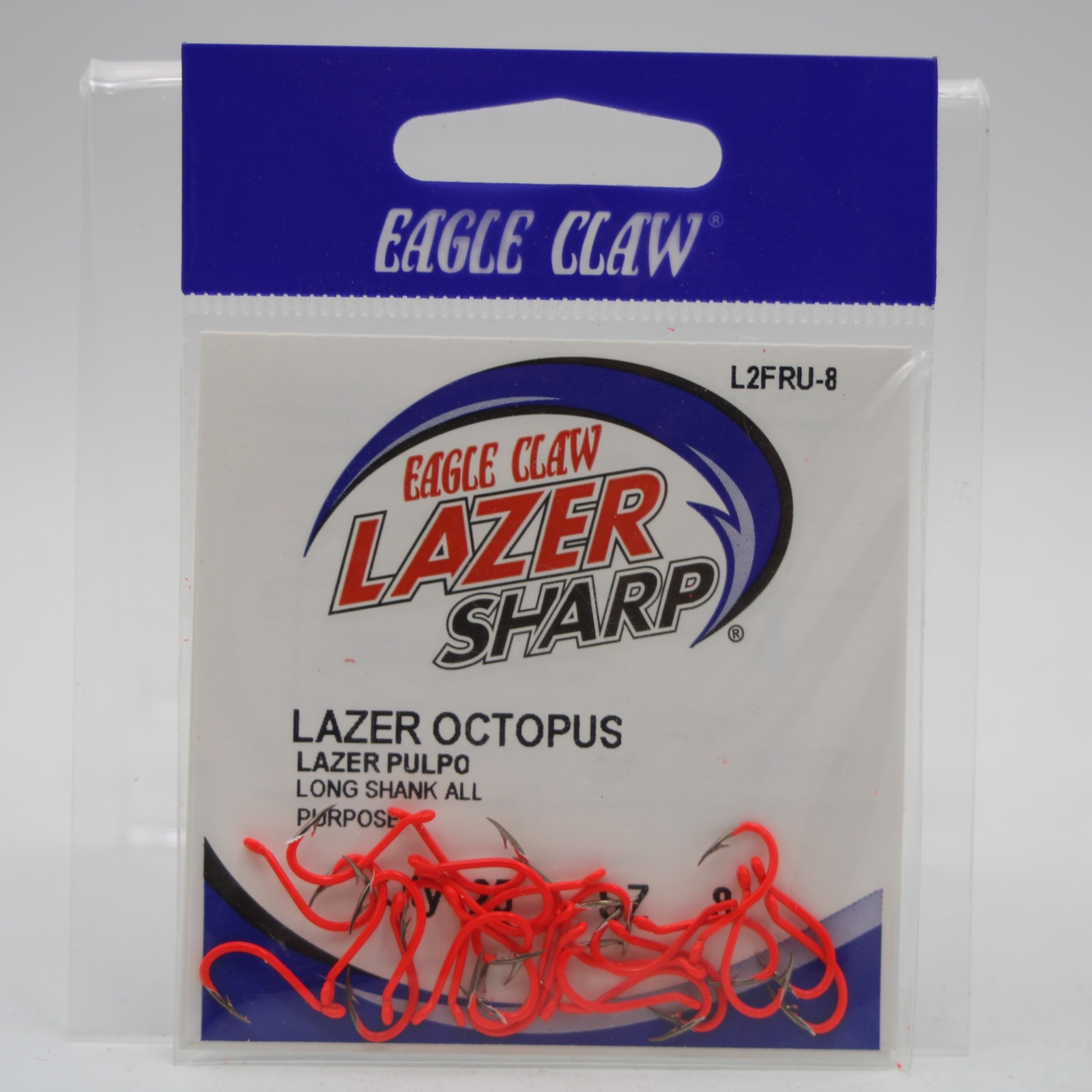 Eagle Claw Lazer Sharp L2FRU Octopus Flourescent Red Fish Hooks Choose ...