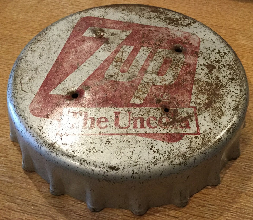 7 Up 7up Bottle Cap Sign The Uncola Vintage Great Patina Solid 11 ...