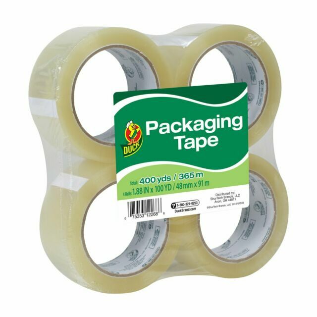 Duck Brand Standard Packaging Tape - Clear, 4 pk, 1.88 in. x 100 yd for ...