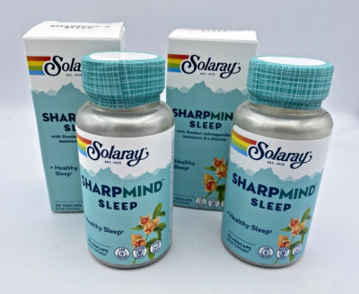 2x bottles Solaray Sharpmind Sleep Ashwagandha melatonin Exp 11/2025 ...
