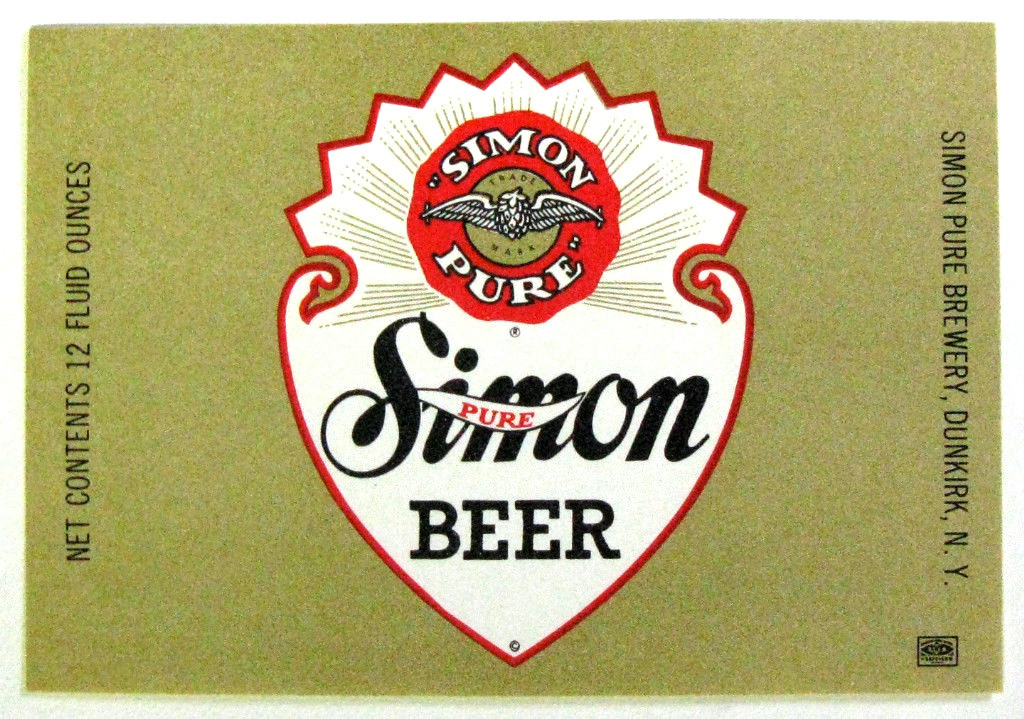 Simon Pure Brewery SIMON PURE BEER paper beer label NY 12 oz | eBay