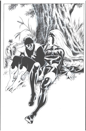 inks over Dave Cockrum pin up- original inks- Nightcrawler & Storm | eBay
