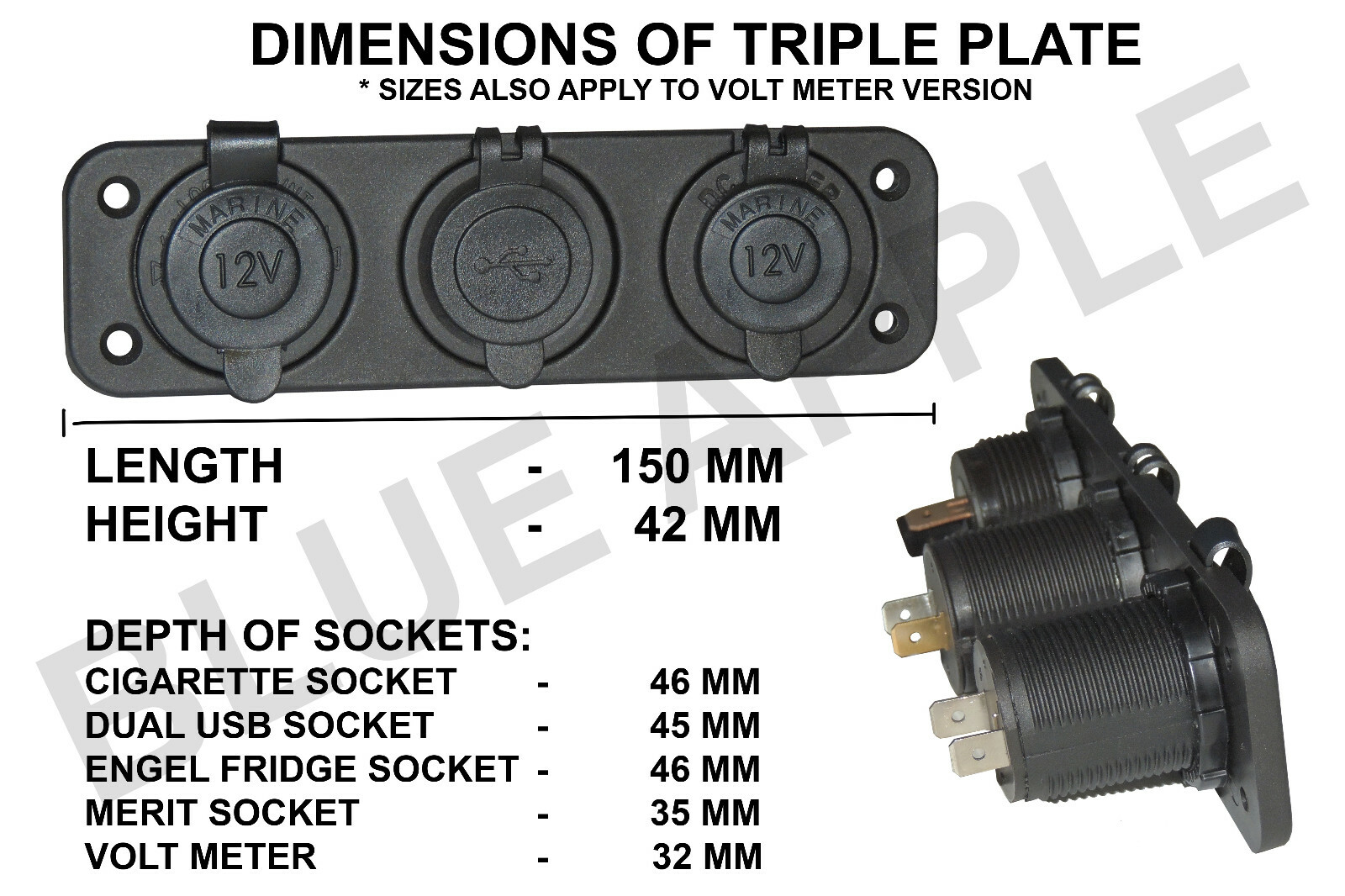 3way 12V Accessory Plate Flush mount Cigarette DUAL USB Engel Fridge ...