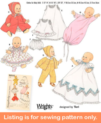 SEWING PATTERN Sew 12" 15" 16" 18" 22" Baby Doll Clothes - Fits Bitty Baby 5215 | eBay