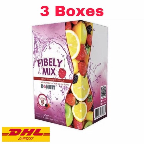 3x DONUTT Fibely Mix Fiber Detox Drink Mixed Berry Flavor Supplement ...