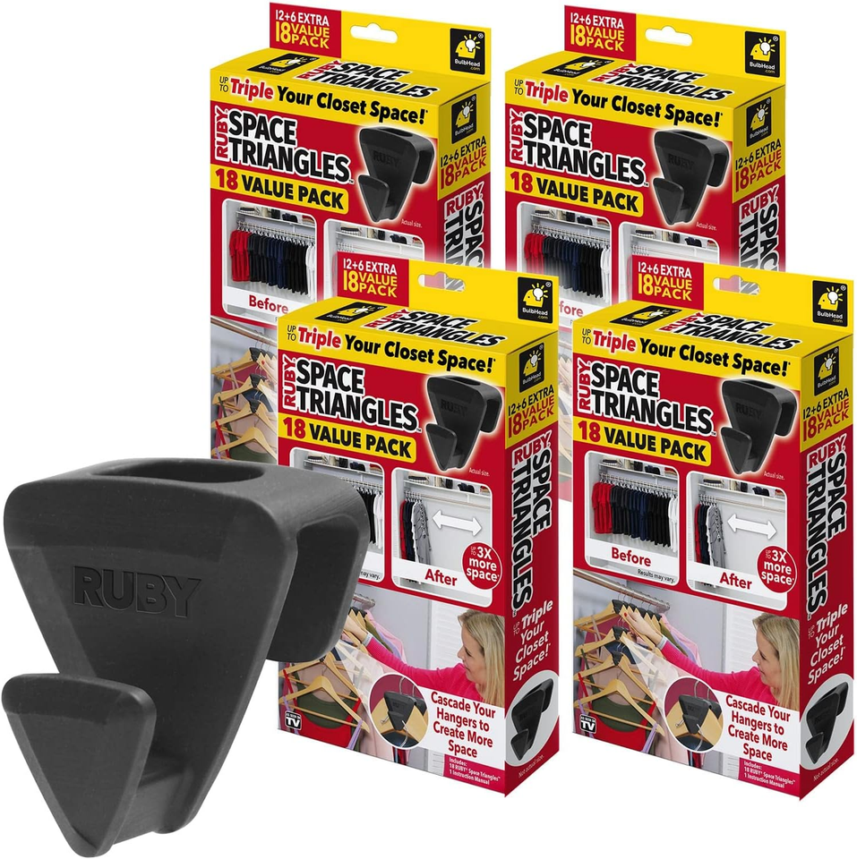 New Ruby Space Triangles, 4 Pack, AS-SEEN-ON-TV Ultra- Premium Hanger ...