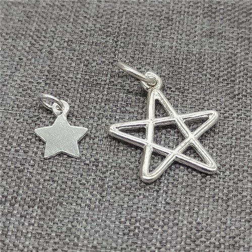 8pcs of 925 Sterling Silver Plain Star Pentagram Charms for Bracelet ...