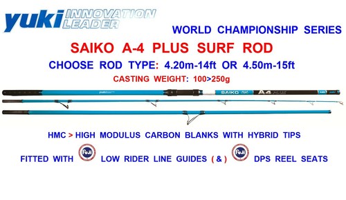 YUKI SAIKO A4 PLUS SURF ROD SEA FISHING CARBON SAIKOU BEACHCASTER FUJI ...