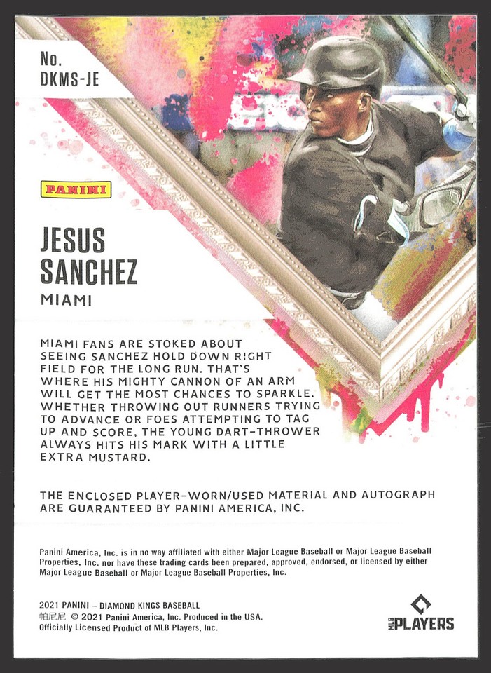 2021 Panini Diamond Kings #DKMS-JE Jesus Sanchez Crease on Back AU,MEM ...