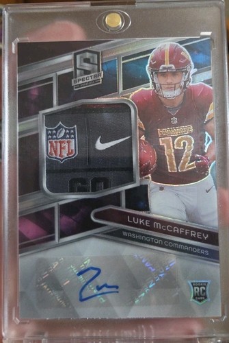2024 Spectra Luke McCaffrey Nebula Rookie LAUNDRY TAG PATCH Auto RPA /2 ...