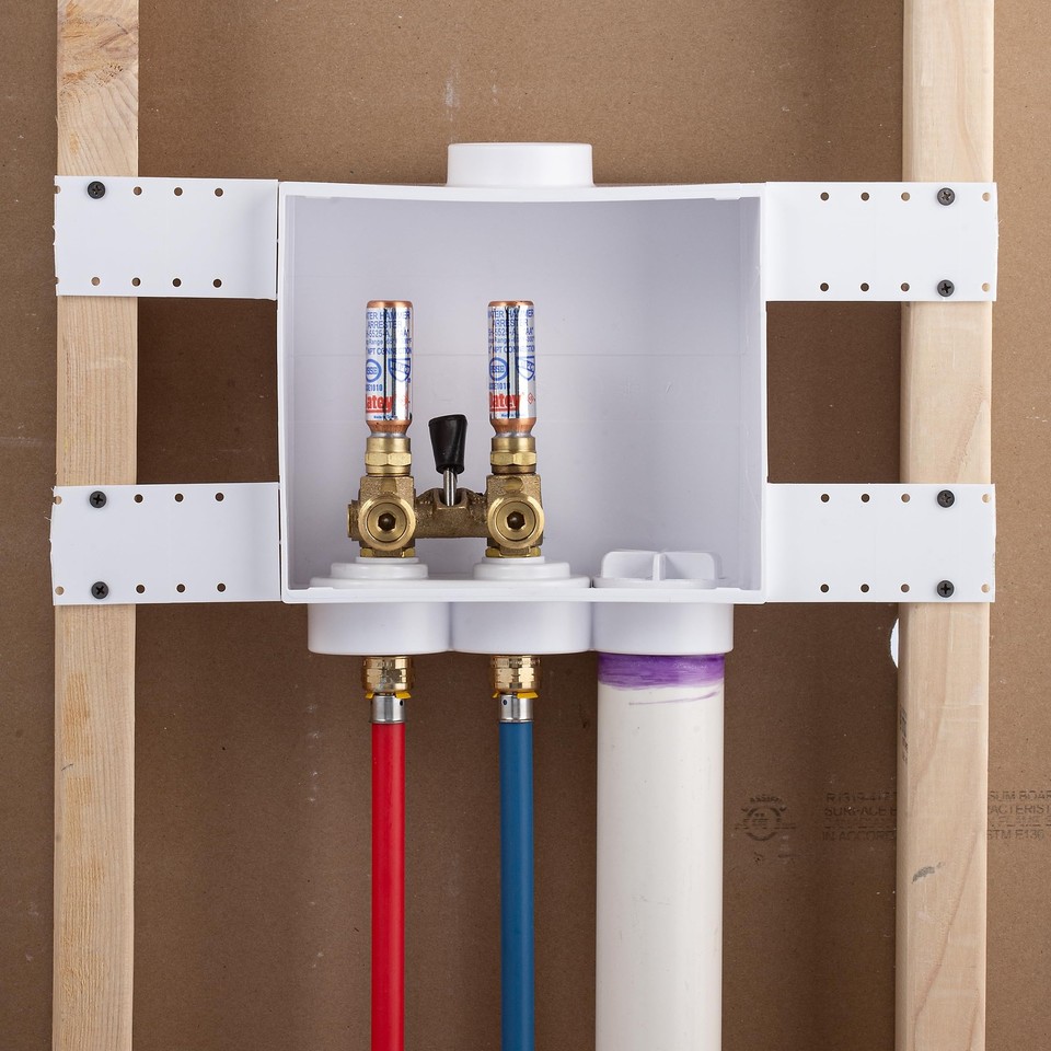 Oatey Quadtro White Washing Machine Outlet Box Faceplate With Drain ...