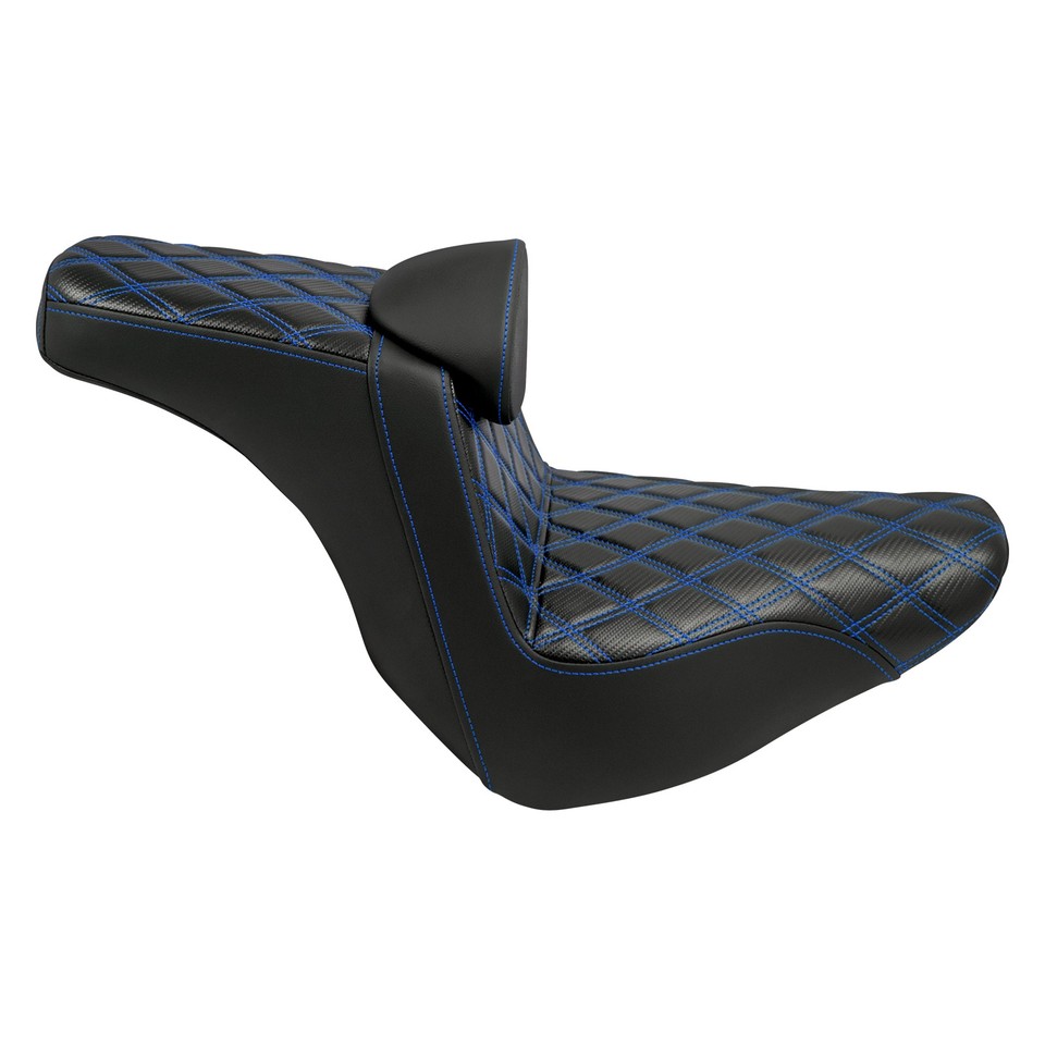 Driver Passenger Seat Blue Stitching w/ Backrest For Harley Low Rider ...