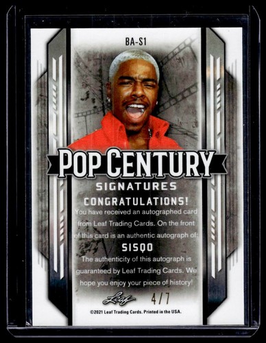 2021 Leaf Metal Pop Century #BA-S1 Sisqo Signatures Autograph Crystals ...