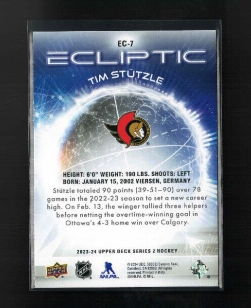 Tim Stutzle 2023-24 Upper Deck Ecliptic #EC-7 Blue Ottawa Senators | eBay