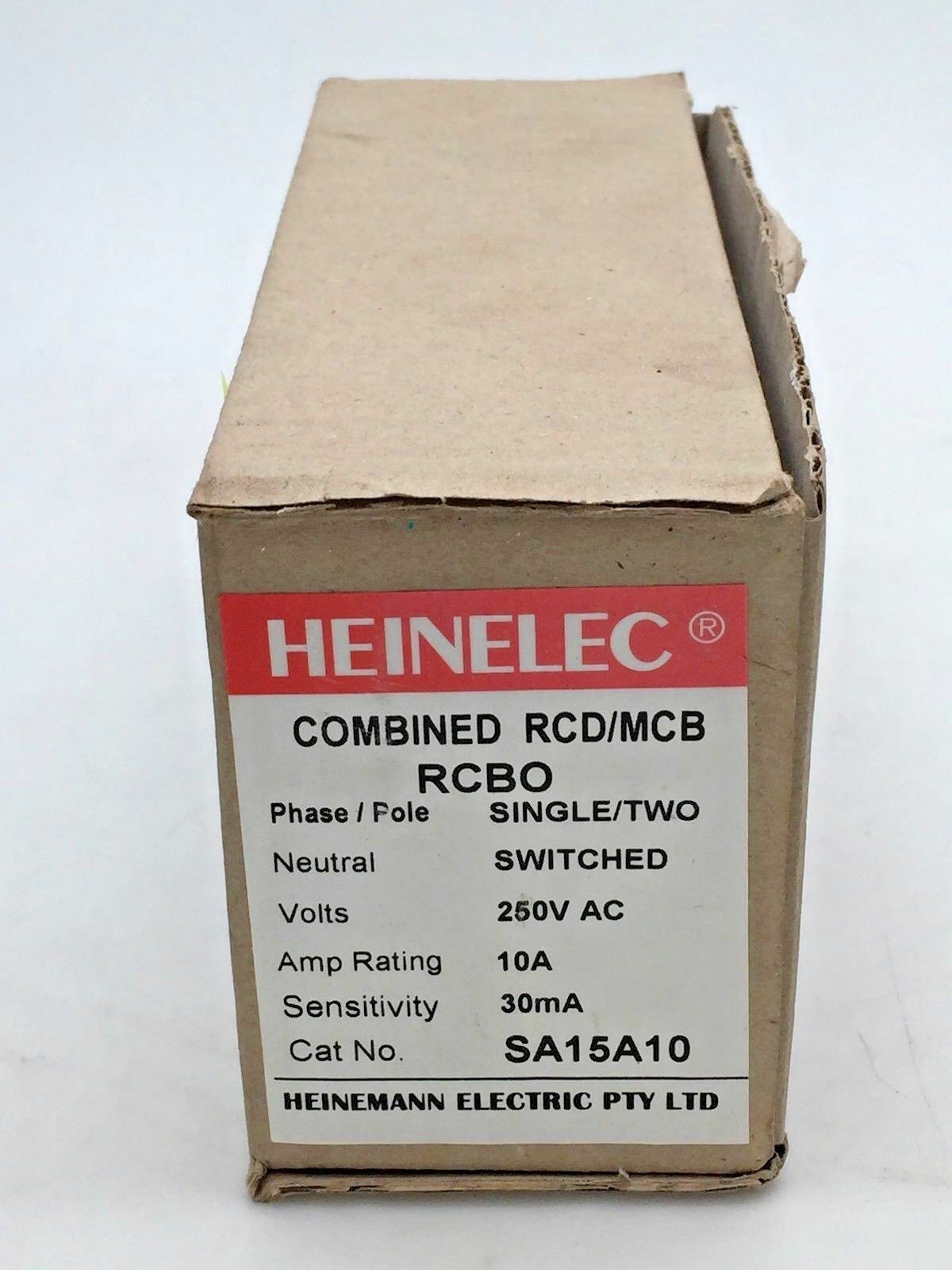 Heinelec Heinemann SA15A10 RCBO Circuit Breaker 250VAC 10A 1+2P 30mA ...
