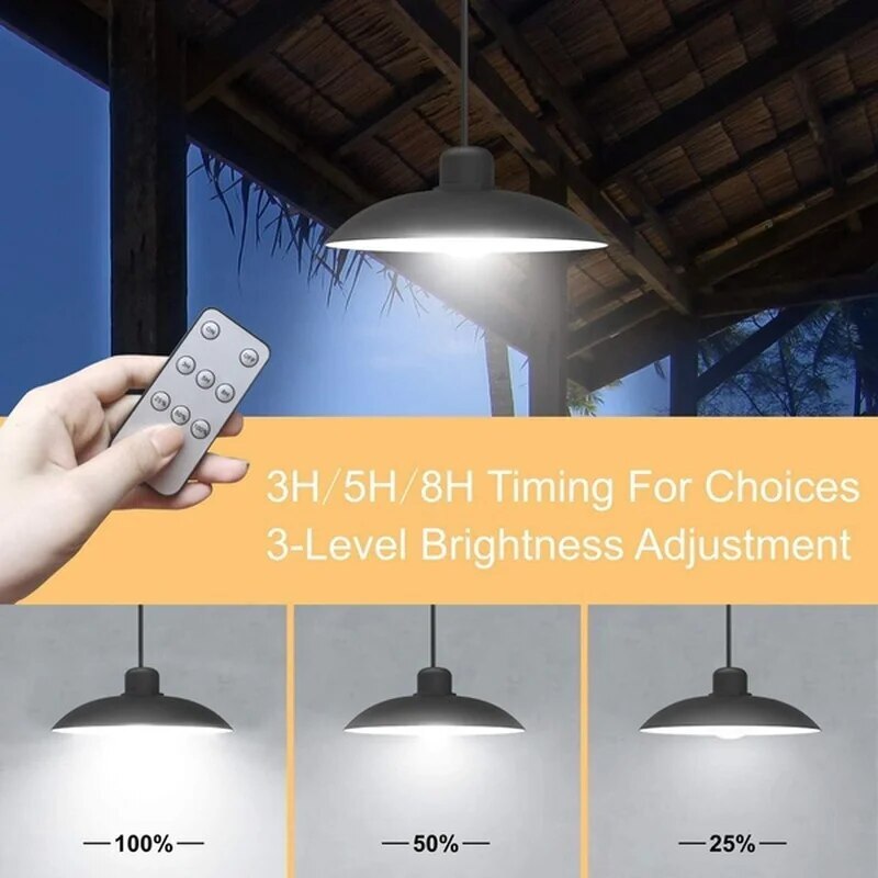Double Head LED Pendant Light Solar Power Outdoor Indoor Garden Yard ...