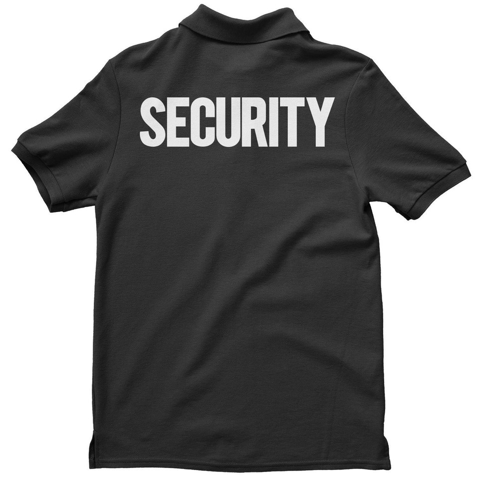 Mens Security Polo Shirt Front Back Print Tee Staff Event Uniform NYC ...