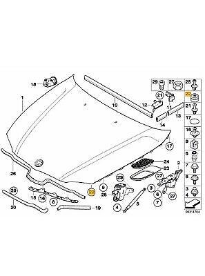 NEW GENUINE BMW FRONT BONNET HOOD LID STOP BUFFER 1 PIECE 51237162448 ...