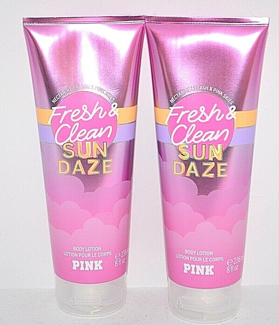 2 Victorias Secret Pink Fresh And Clean Sun Daze Scented Body Lotion 8