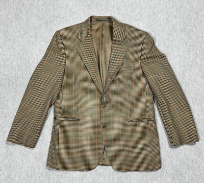 Magee Blazer Mens 42 Reg Tan Plaid Pure Wool Houndstooth Geneva Sport ...