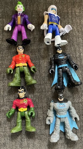 Nice Lot of 6 DC Fisher Price Imaginext 2 Batman 2 Robin Joker Captain ...