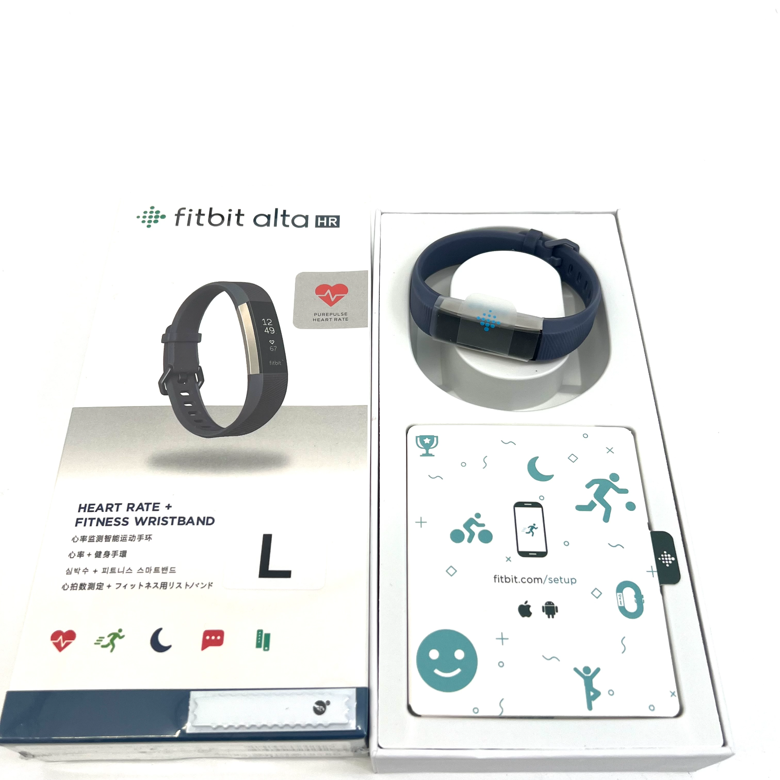 New Fitbit Alta HR Fitness Watch Black/Orange/Purple/Blue Size:Small or ...