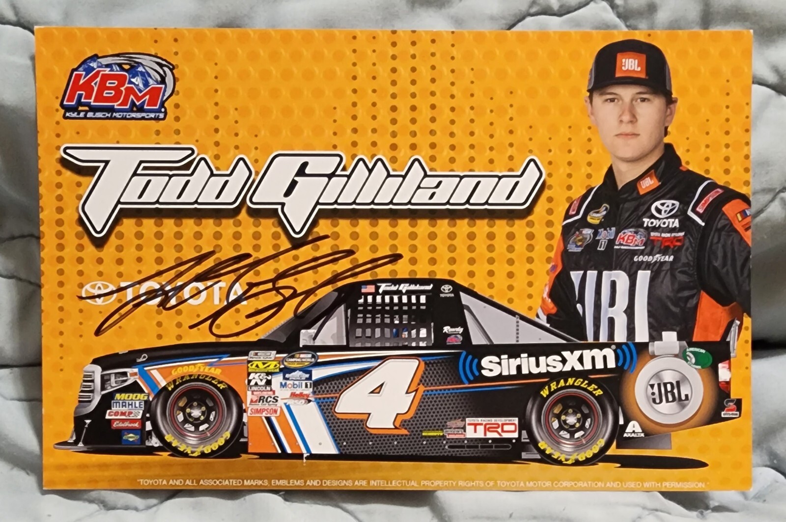TODD GILLILAND ***AUTOGRAPHED*** #4 SIRIUS XM TRUCK SERIES HERO CARD | eBay
