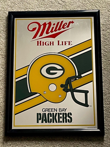 Rare! Vintage GREEN BAY PACKERS Miller High Life Beer Framed Tavern Bar ...