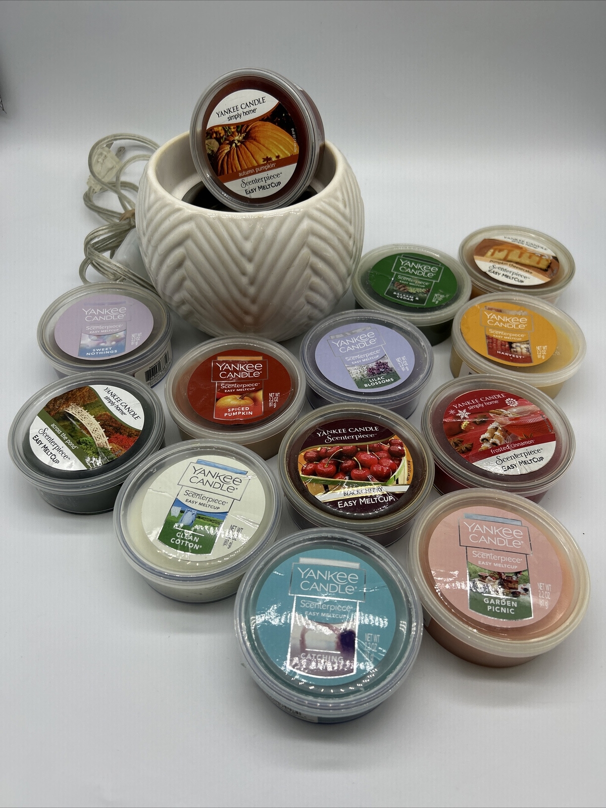 Yankee Candle Scenterpiece Easy Melt Cup Warmer Ivory & 13 Melt Cups Boho SPW-13 | eBay