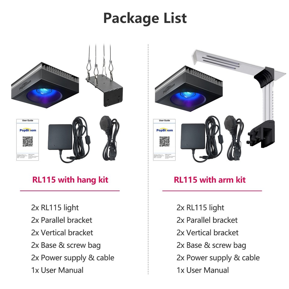 PopBloom RL115 Reef Led Lighting 48 Full Spectrum Coral Aquarium Marine ...
