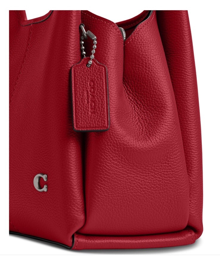 ️Coach Lana 23 Silver/Ruby Polished Pebble Leather Medium Shoulder ...