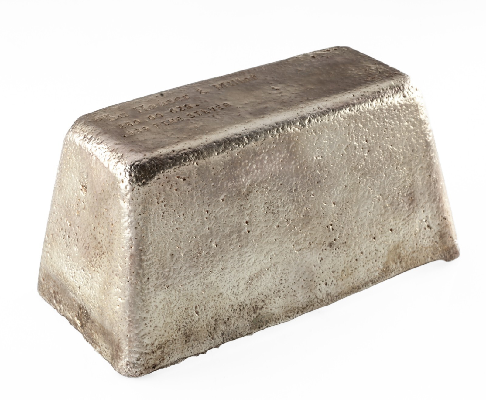 250 Oz. Hauser & Miller Vintage Old Pour .999 Fine Silver Bar w/ Wooden ...