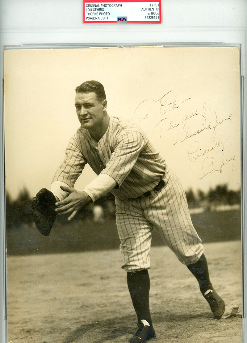 Lou Gehrig Autographed New York Yankees Vintage Type 1 8x10 Photo PSA ...