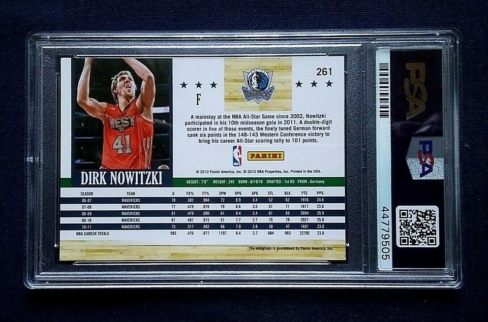 2011-12 Panini NBA Hoops Basketball Dirk Nowitzki Autograph #261 PSA 10 ...