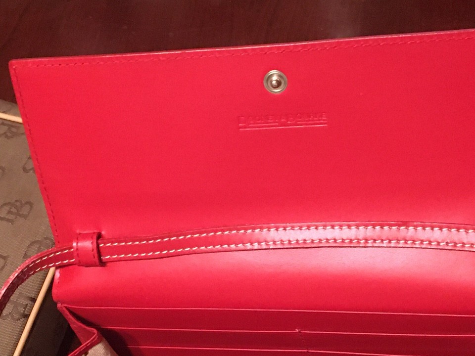 Dooney & Bourke Bright Red Crossbody Clutch Purse Wallet Exceptionally ...