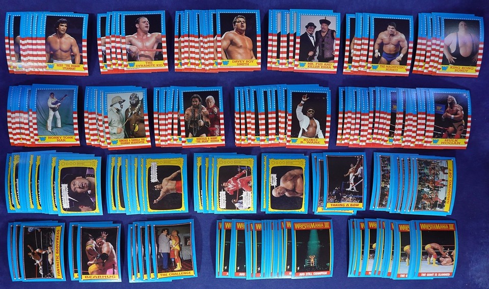 1987 TOPPS WWF WRESTLING & STICKERS LOT OF 440 NMMT W/HULK HOGAN ...