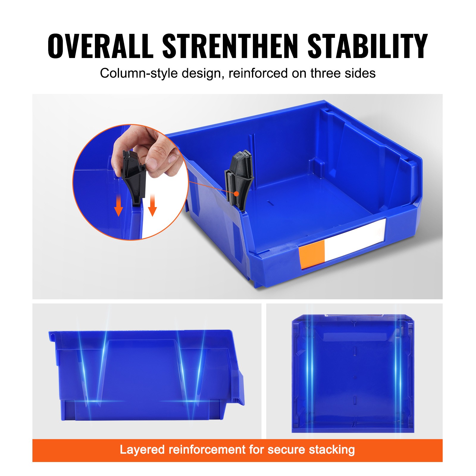 Hanging Stackable Storage Bin Plastic Organizer Garage Box 6 PCS Blue ...