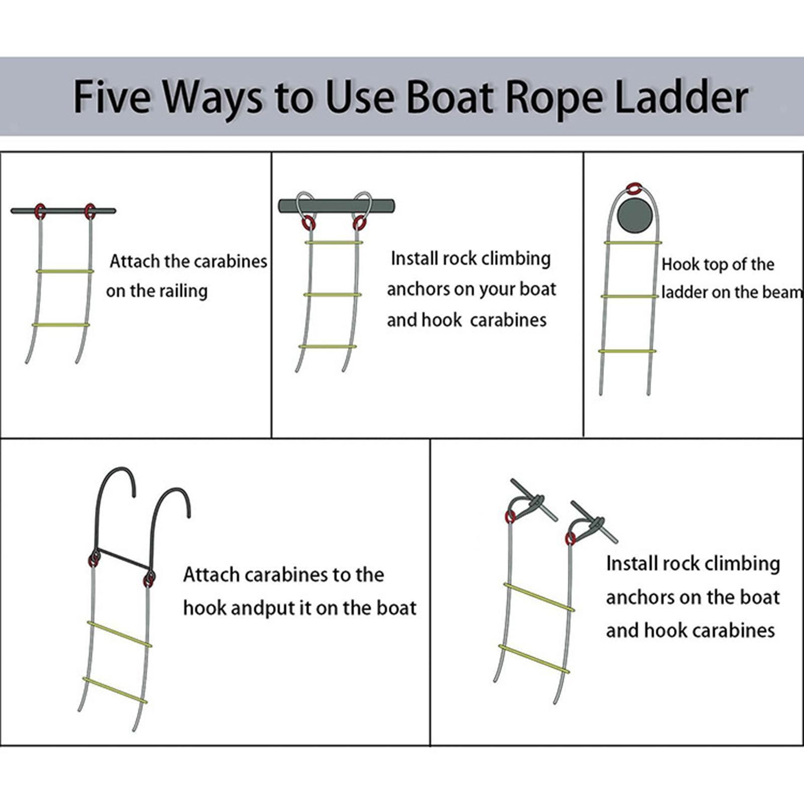 Five Steps Boat Rope Ladder Climbing Rope Ladder for Pontoon Boats ...