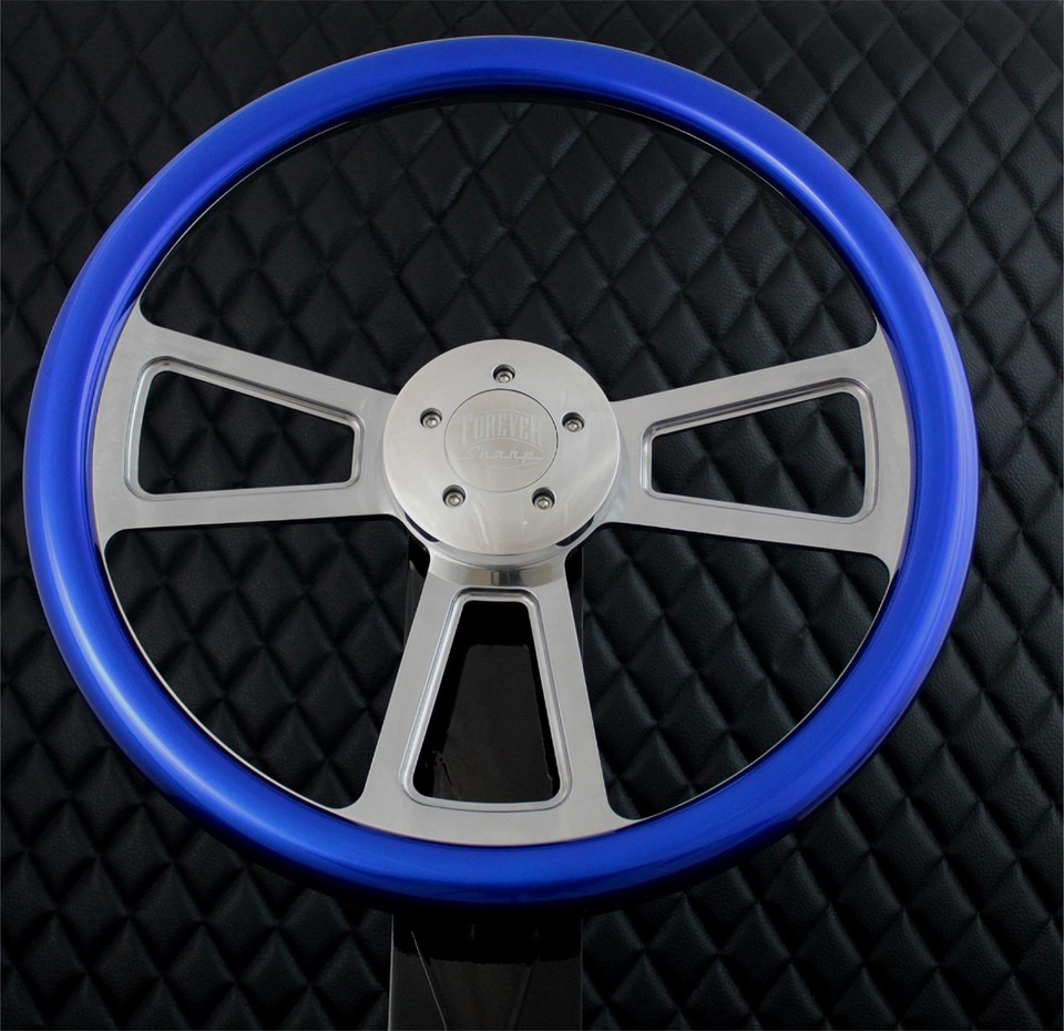 (T04) 18" Aluminum Steering Wheel Big Rig Metallic Blue KEN W900 & PETE ...