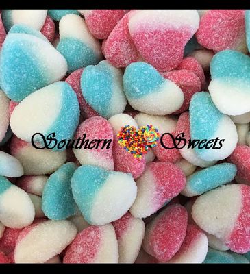 PINK WHITE BLUE LOLLIES SOFT SOUR HEARTS 1KG GLUTEN FREE LOLLIES BABY ...