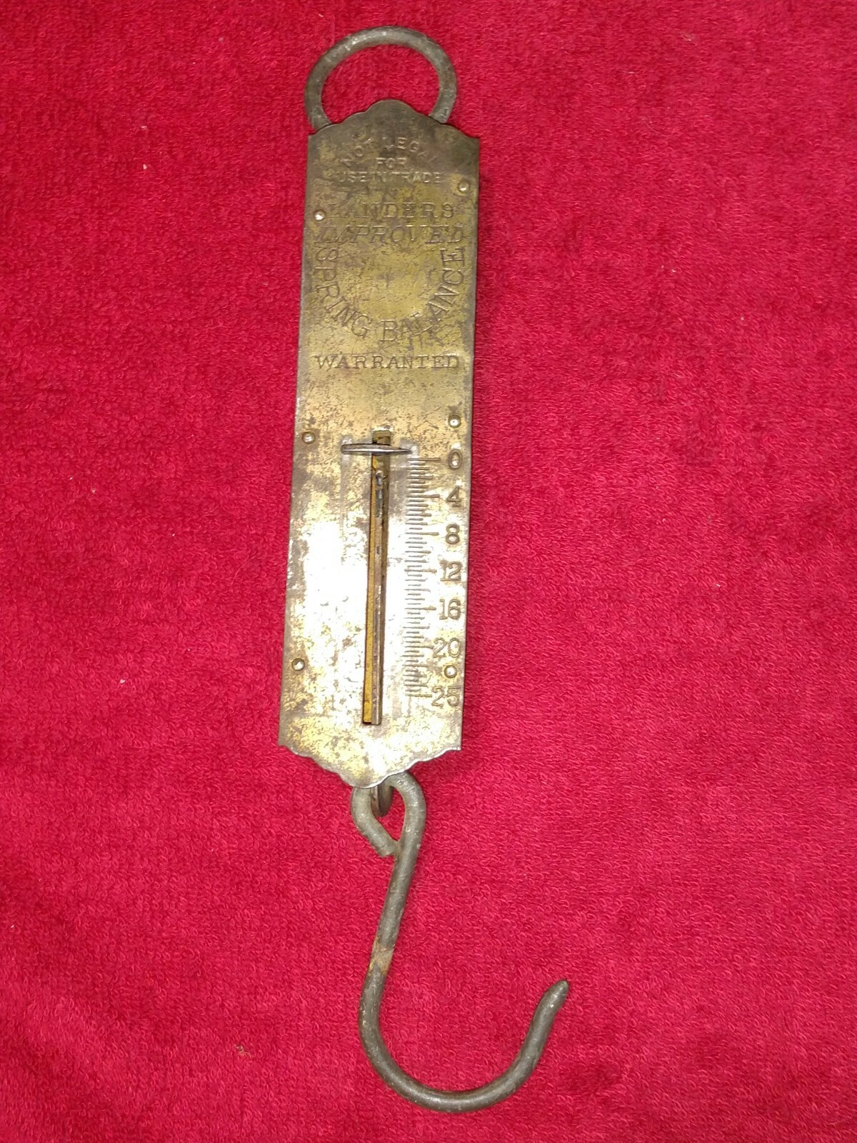Landers Improved Spring Balance ~ Vintage Fish Scale~ 25 Lb Brass Face ...