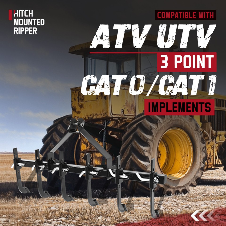 48" 3pt Chisel Plow Scarifier W/ 6 Detachable Shanks For CAT-0 and CAT ...