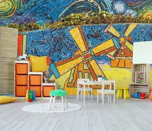 3D Windmill Texture KEP3280 Wallpaper Mural Self-adhesive Removable ...