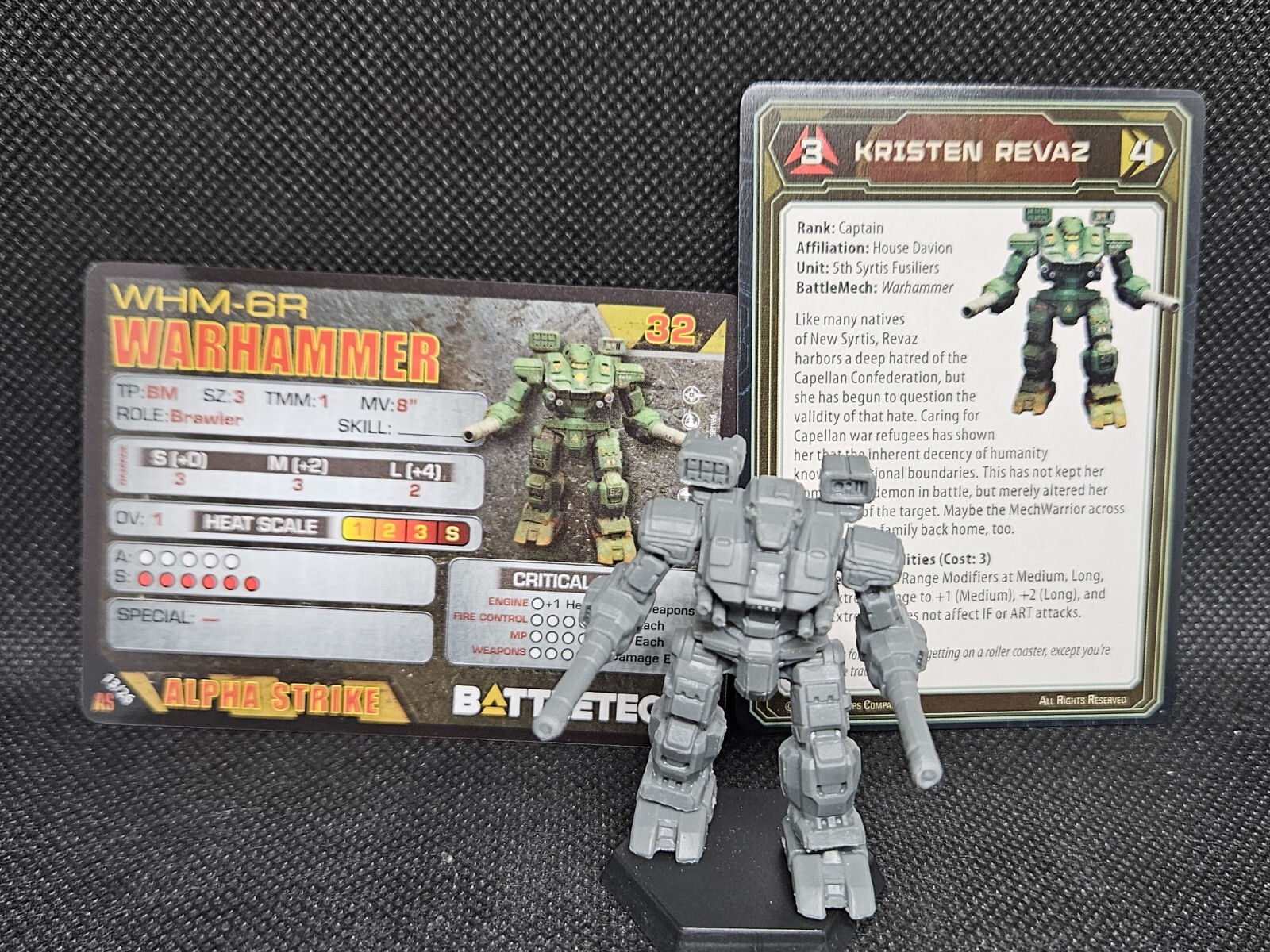 Battletech Warhammer Mech + Pilot Cards Alpha Strike 8R & 6R variants ...