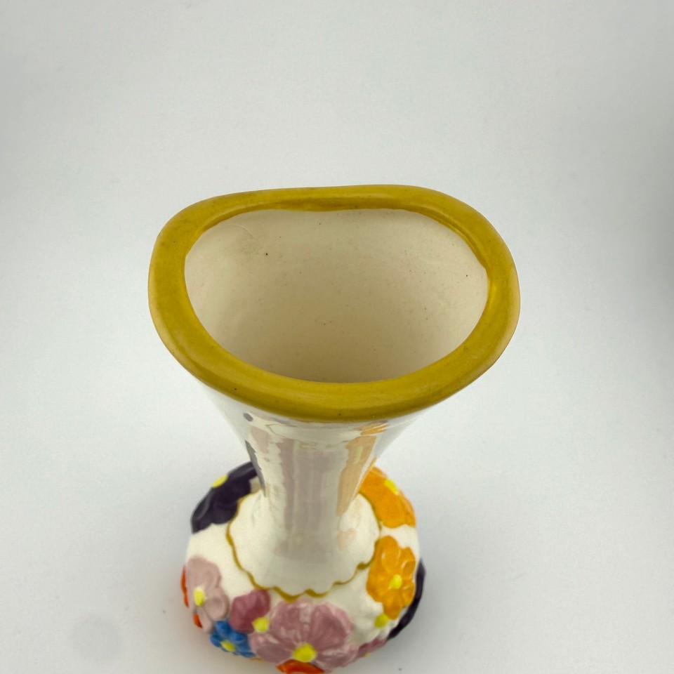 Vintage artisan hand painted floral studio pottery bud vase - whimsical ...