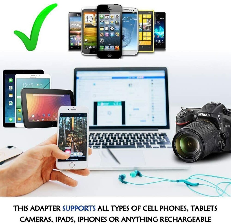 2PCS European EU To US American Adapter Plug Converter Euro Asia to USA ...