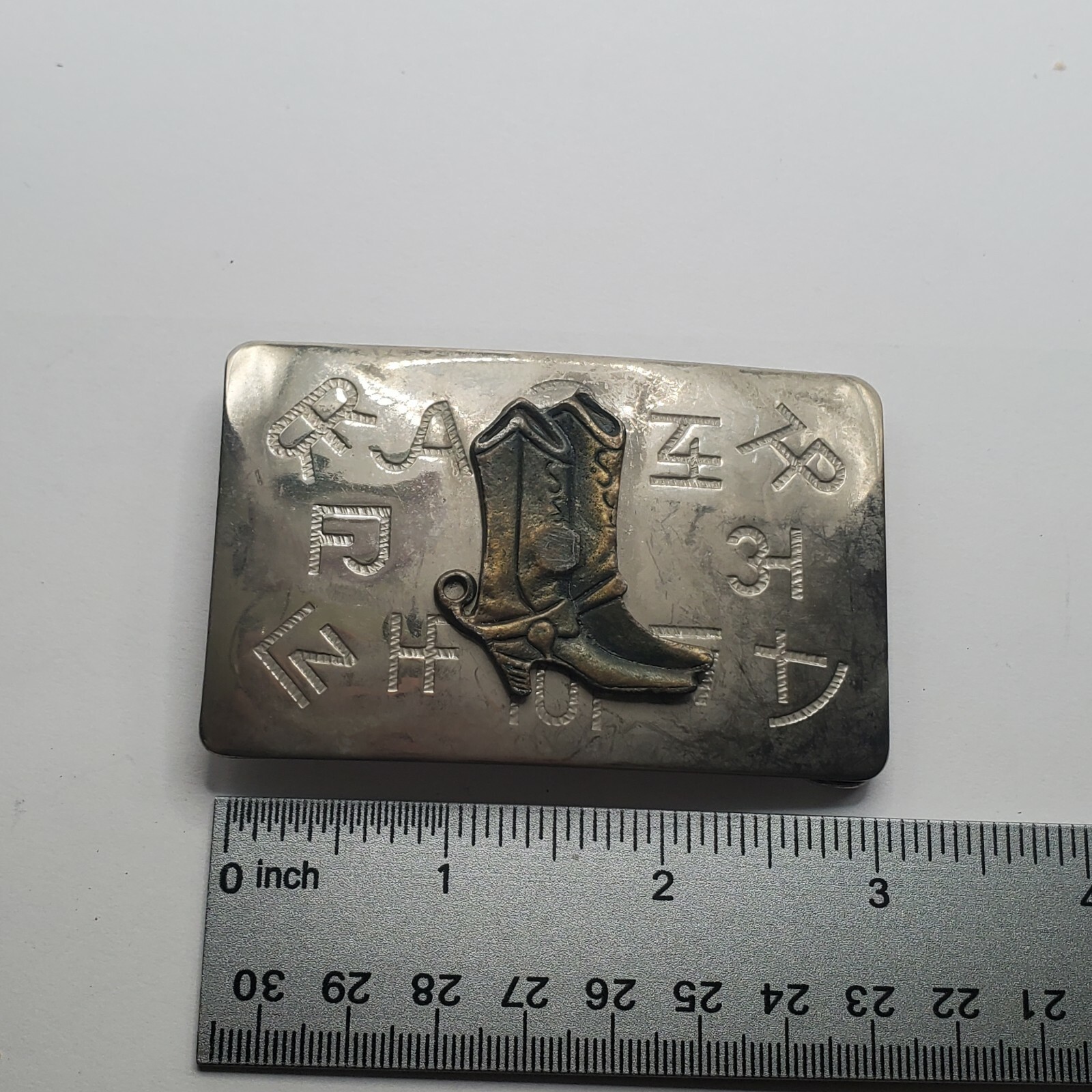 VINTAGE COWGIRL BOOTS BELT BUCKLE WESTERN COLLECTIBLE… - Gem