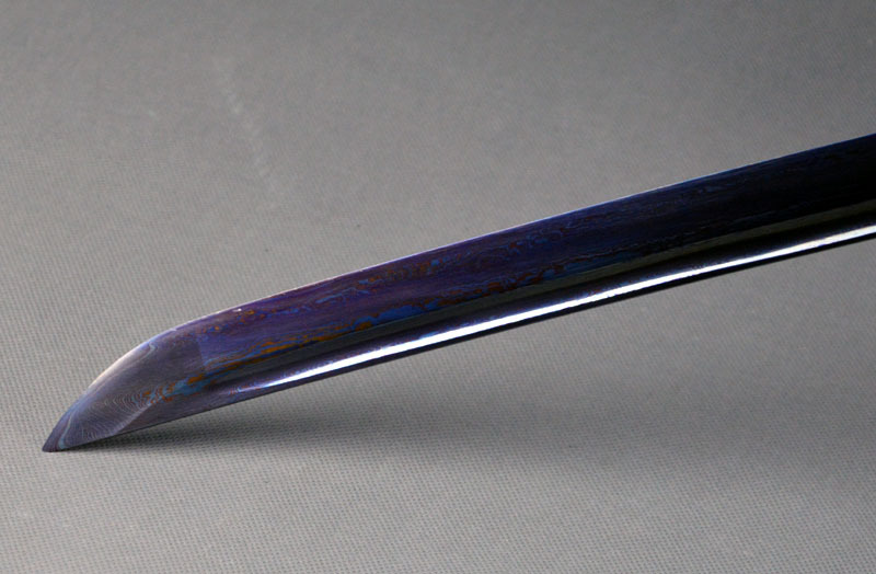 New Special Samurai Sword Blue Red Blade Folded Steel Tempered Katana ...