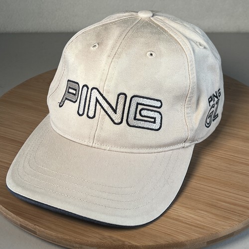 PING Golf Hat Cap Fitted M/L Beige Si3 G2 Logo Spellout Embroidered ...