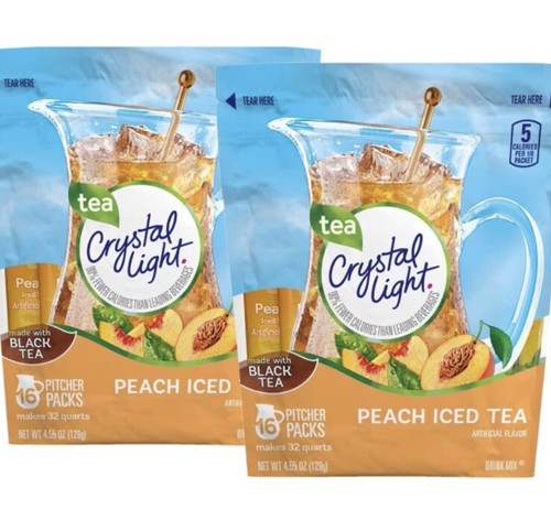 2 PACK - 16ct Crystal Light Peach Iced Tea Powdered Drink Mix 32 ...